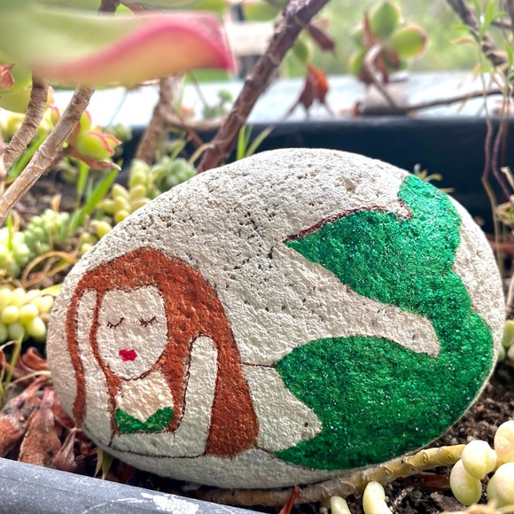 Hand Crafted | Accents | Hand Painted Large Garden Rock Mermaid | Poshmark